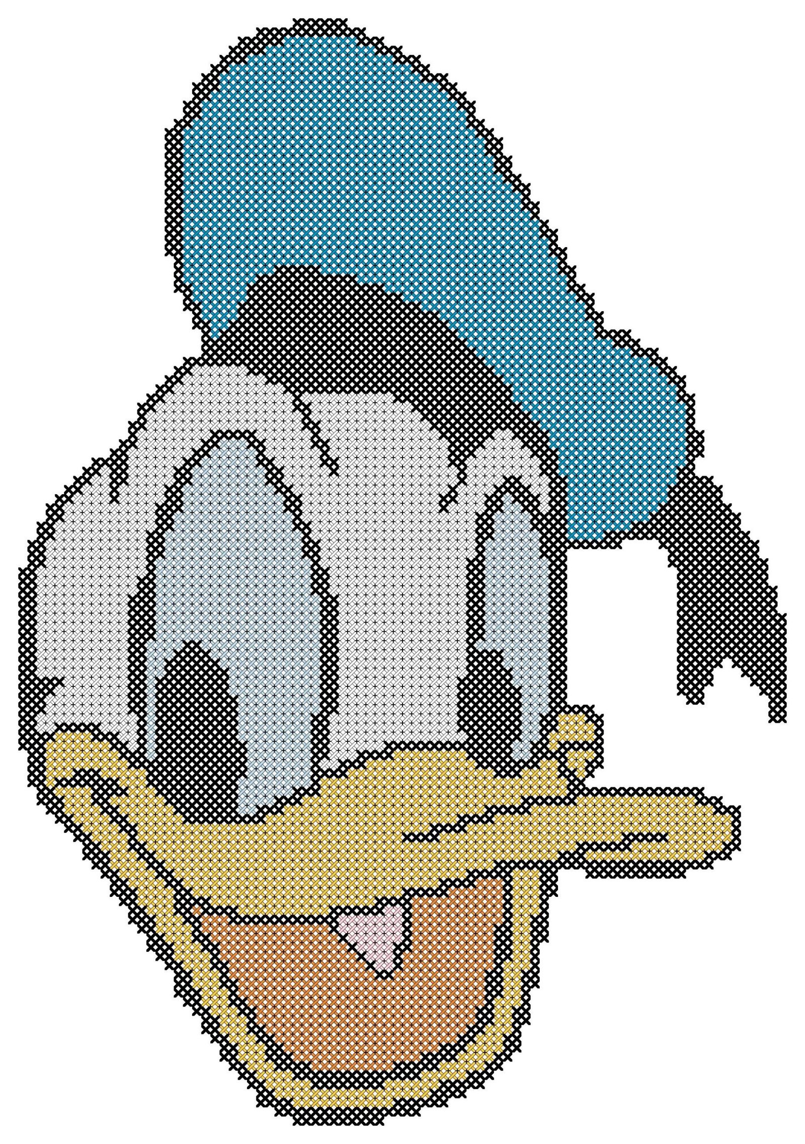 Donald Duck Face Counted Cross Stitch Pattern | The Cross Stitch Guy