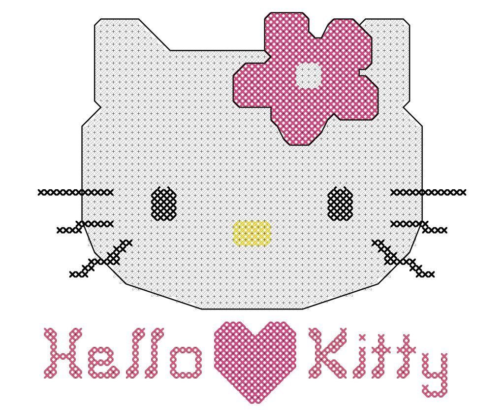 Hello Kitty Counted Cross Stitch Pattern – The Cross Stitch Guy