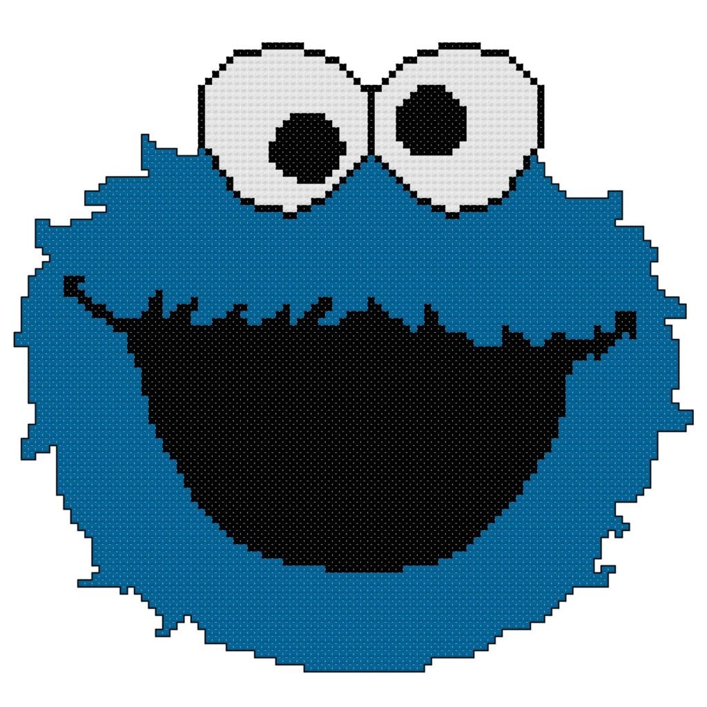 Cookie Monster Counted Cross Stitch Pattern - The Cross Stitch Guy